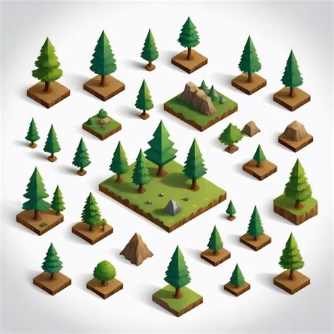 Premium Vector A Collection Of Trees With Different Sizes Of Trees