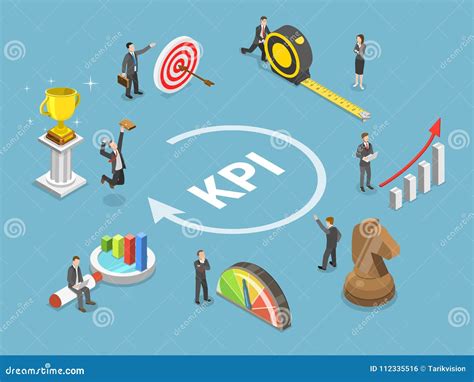 Kpi Flat Isometric Vector Concept Stock Vector Illustration Of Industrial Integration 112335516