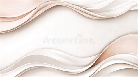 Elegant Abstract Waves In Soft Beige And White Tones Create Serene Background Stock