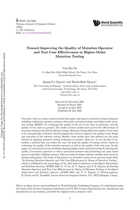 Pdf Toward Improving The Quality Of Mutation Operator And Test Case