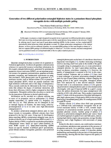 Pdf Generation Of Two Different Polarization Entangled Biphoton