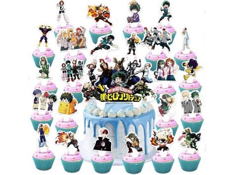 Toniya 25 Pcs My Hero Academia Cake Toppers Mha Happy Birthday Party Supplies Anime H Happy