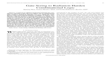Pdf Gate Sizing To Radiation Harden Combinational Logickmram Publications Tcad06 Pdfgate