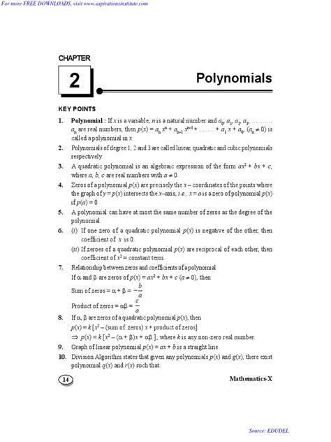 10 Maths Polynomials Notes Question Bank Pdf Pdf Quadratic Equation