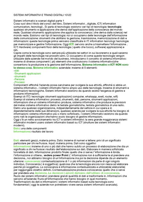 Sistemi Informativi E Trend Digitali 1002 Docsity