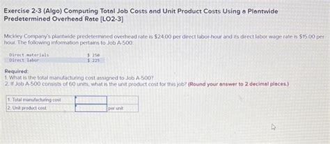 solved exercise 2 3 algo computing total job costs and
