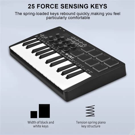 M Vave 25 Key Midi Control Keyboard Mini Portable Usb Keyboard With 25 Velocity Sensitive Keys 