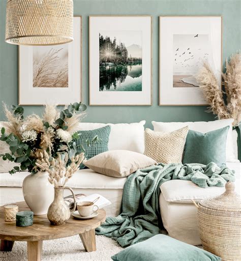 Calming Landscape Wall Art Nature Posters Oak Frames