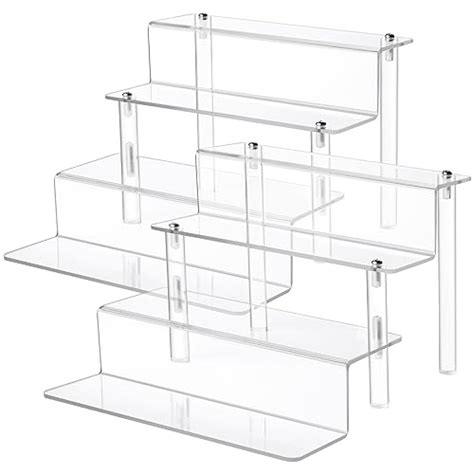 Upsimples Acrylic Riser Display Shelf 2 Pack 4 Tier Perfume Organizer