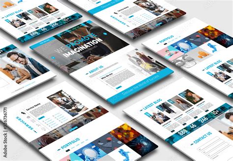 Business Website Layout With Blue Accents Stock Template Adobe Stock