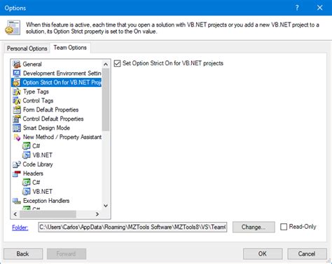 Option Strict On For Vbnet Projects Options