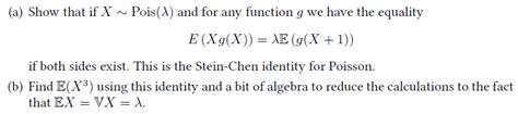 a Show that if XPois λ and for any function g we Chegg com