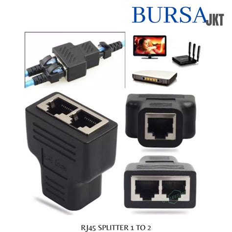 Jual Sambungan Konektor Ethernet Rj45 Splitter Adapter 1 To 2 Cat 5 Cat 6 Socket Extender