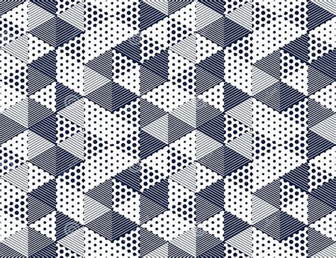 3d Dotted Cubes Seamless Pattern Vector Background Dots And Lines Triangles Dimensional Blocks