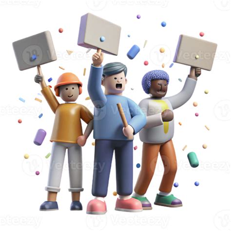 Magnificent Abstract Group Holding Placards Protest Demonstration Isolated Professional 60783864 Png