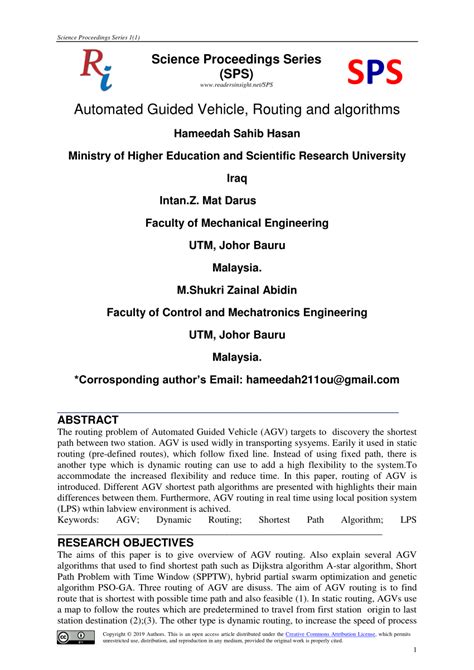 Pdf Science Proceedings Series Sps Automated Guided Vehicle