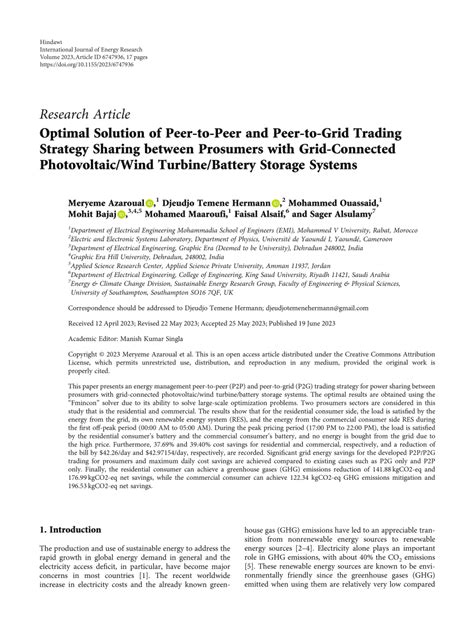 pdf optimal solution of peer to peer and peer to grid trading