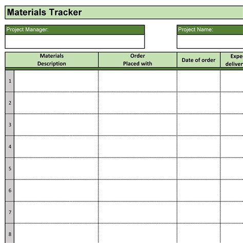 Excel Materials Tracker Cis Download Etsy