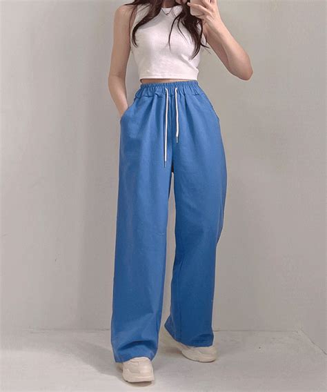 핏보장꾸안꾸 레이니 밴딩 면 와이드 롱팬츠 7col 에이블리