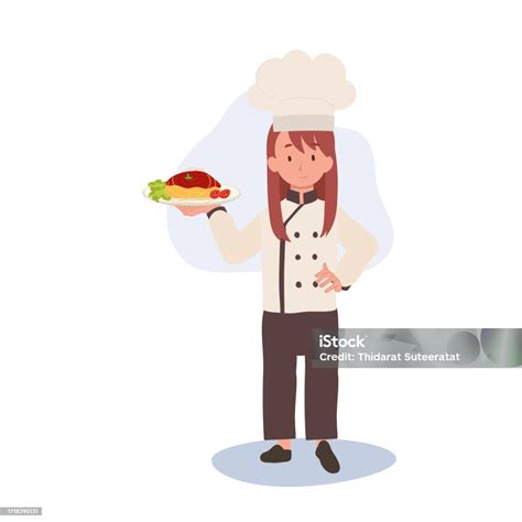 파스타를 제공하는 행복한 어린이 요리사 요리사 모자를 쓴 젊은 요리사가 맛있는 스파게티를 준비합니다 가정 주방에 대한 스톡 벡터 아트 및 기타 이미지 Istock