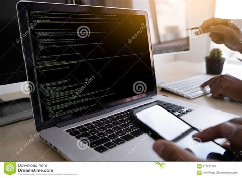 programmer working developing programming technologies web design