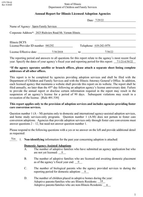 Annual Report For Illinois Licensed Adoption Agencies 2022 • Spero
