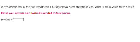 Solved A Hypothesis Test Of The Null Hypothesis Mu