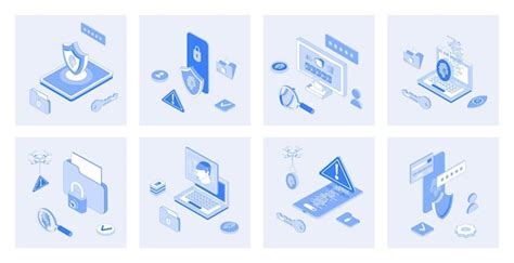 Premium Vector Cyber Security 3d Isometric Concept Set With Isometric Icons Design For Web