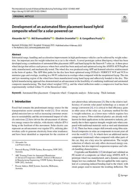 Development Of An Automated Fibre Placement Based Pdf