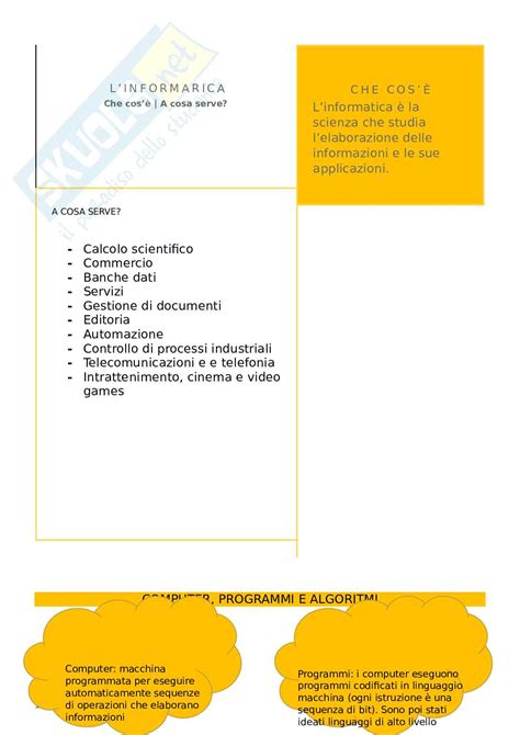 riassunto esame fondamenti di informatica prof cusano claudio libro