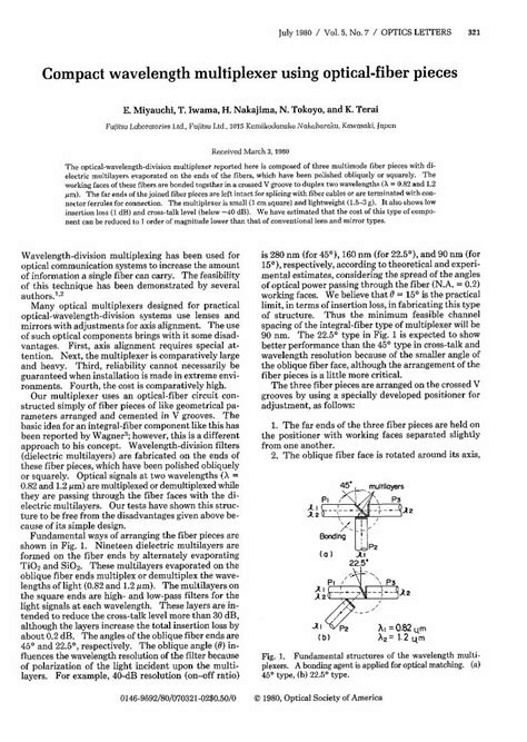 Pdf Compact Wavelength Multiplexer Using Optical Fiber Pieces