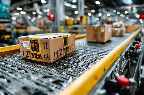 공장 컨베이어 벨트의 상자