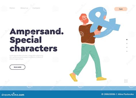Ampersand Special Character Landing Page Design Template With Man