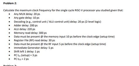 Solved Calculate The Maximum Clock Frequency For The Single Chegg