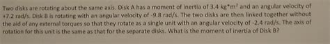 Solved Two Disks Are Rotating About The Same Axis Disk A