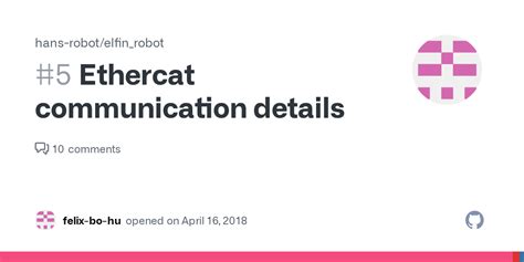 Ethercat Communication Details Issue 5 Hans Robot Elfin Robot GitHub