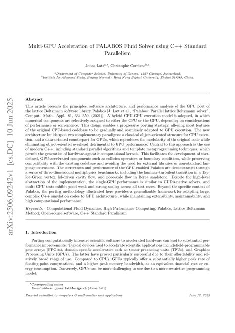 Pdf Multi Gpu Acceleration Of Palabos Fluid Solver Using C Standard Parallelism