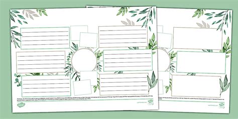 Muted Botanical Themed Blank Mind Map Template