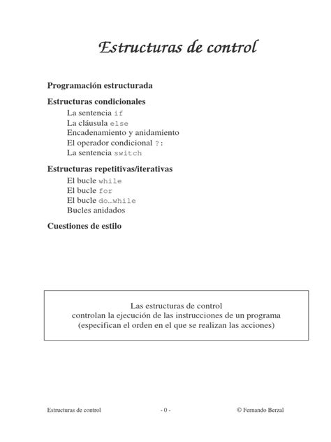 Estructuras De Control Pdf Flujo De Control Java Lenguaje De