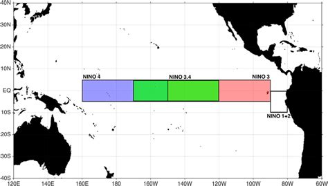 Plot Of The Regions Defined As Niño 4 Niño 34 Niño 3 And Niño