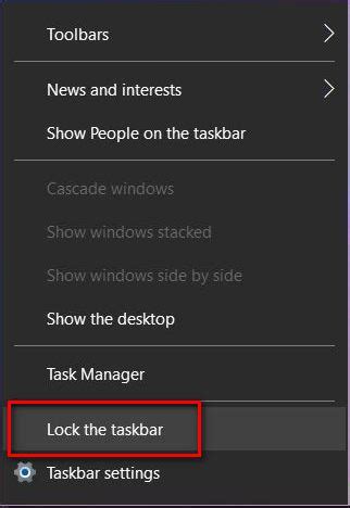 Windows Lock The Taskbar Ideasmoz