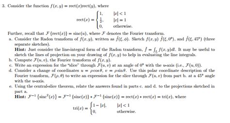 3 Consider The Function F X Y Rect Rect Y