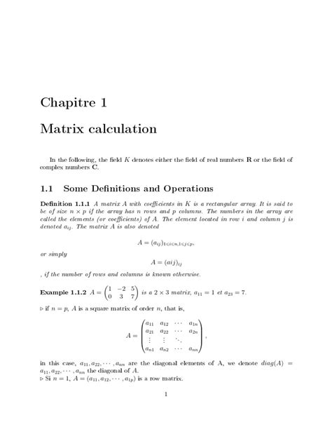 Matrix Calculation 1 Pdf Matrix Mathematics Functions And