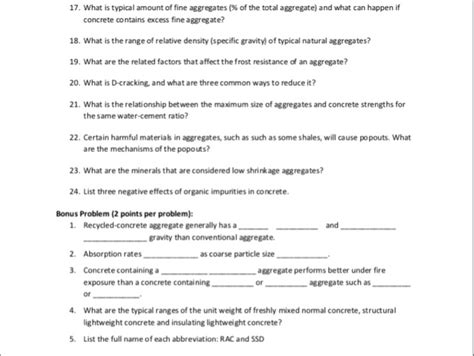 Solved 17 What Is Typical Amount Of Fine Aggregates Of Chegg Com