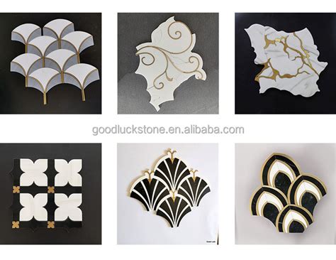 Buy Thassos Withe Marble Inlay With Brass And Shell Mosaic Tile For