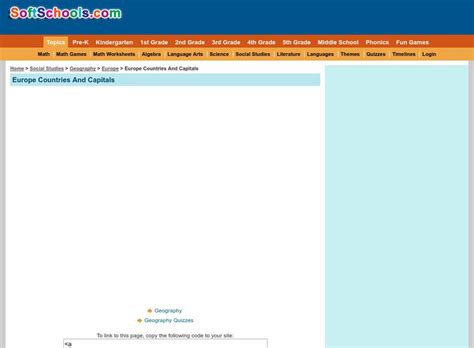 Soft Schools Europe Countries And Capitals Quizzes Unknown Type For