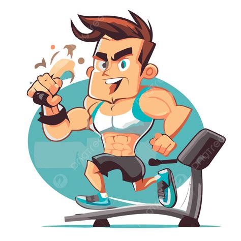 건강과 운동 벡터 스티커 클립 아트 만화 남자 러닝 머신에서 실행 상표 클립 아트 Png 일러스트 및 벡터 에 대한 무료 다운로드 Pngtree