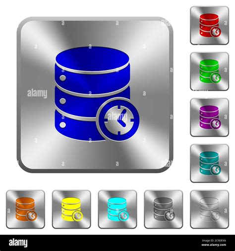 Database Timed Events Engraved Icons On Rounded Square Glossy Steel Buttons Stock Vector Image
