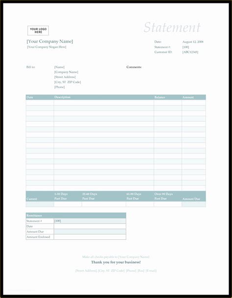 Free Printable Billing Statement Template Of Editable Billing Statement Template With Blue