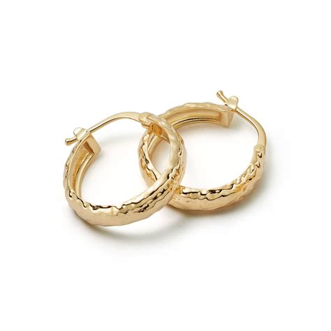 Midi Textured Hoop Earrings 18ct Gold Plate Daisy London